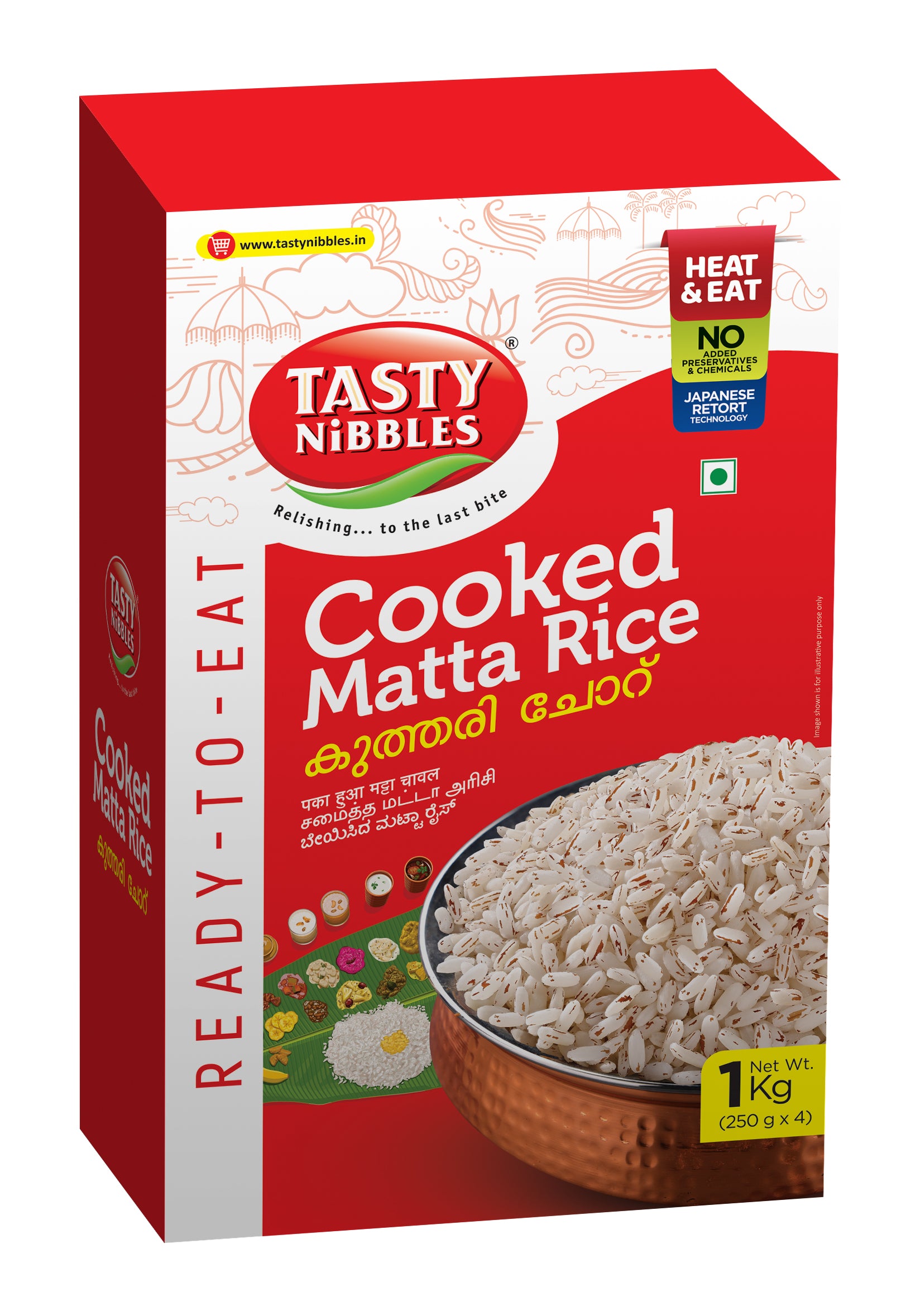 Ready to Eat Cooked Matta Rice 1kg (250g x4)|Kerala Meals – Tasty Nibbles